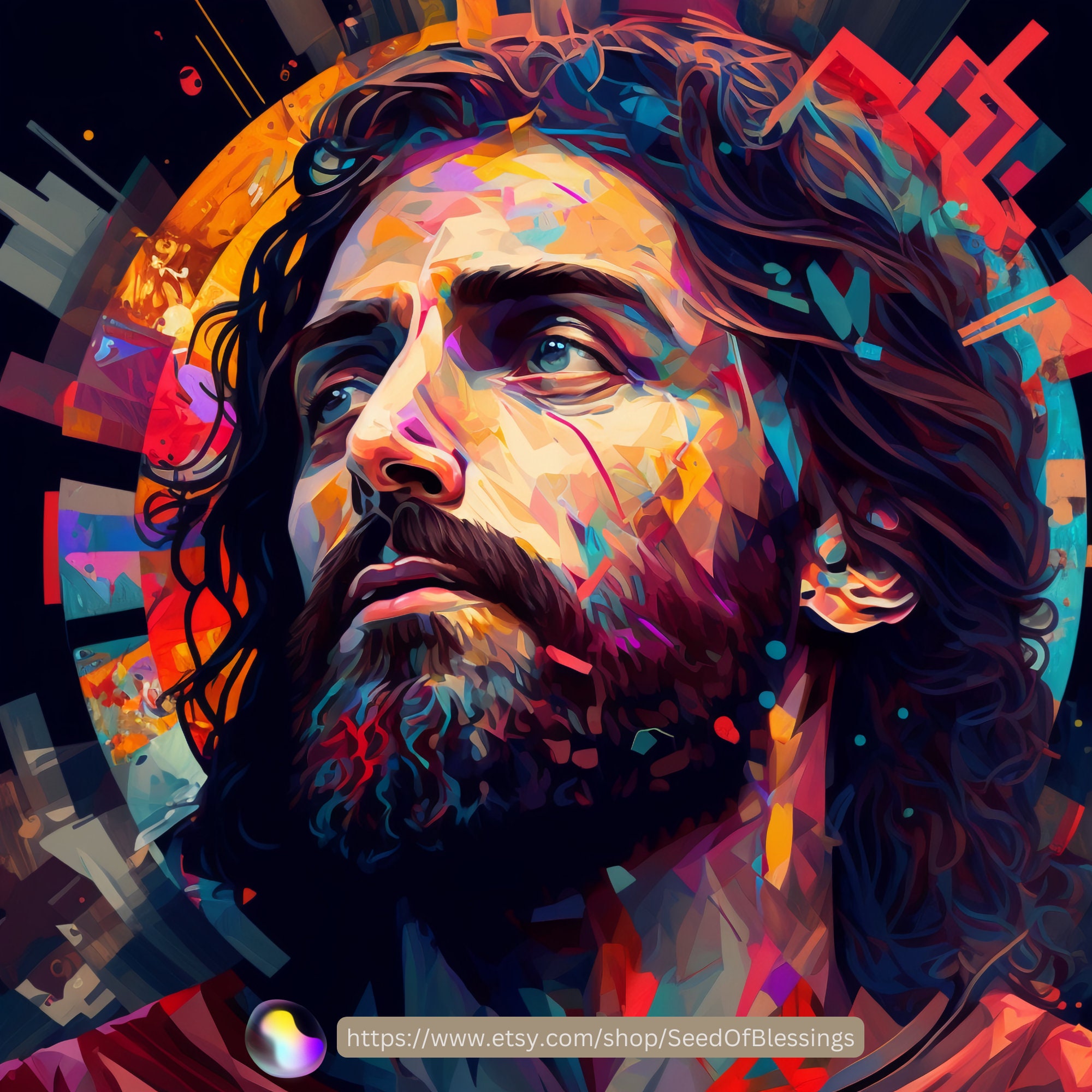 Jesus Christ Portrait Illustration Poster Anime Jesus Spiritual Art ...