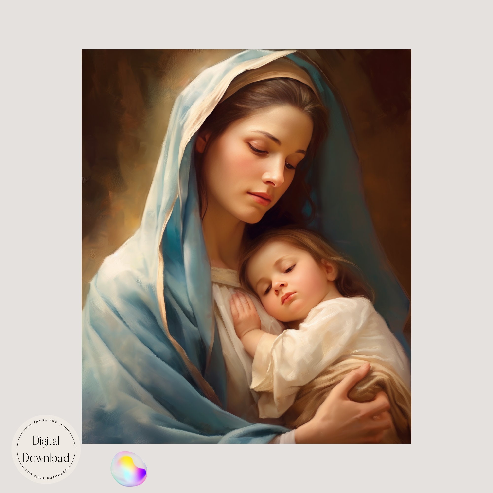 Mother Mary and Baby Jesus Printable Art 56 Instant Download Catholic ...