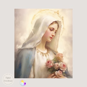 Mother Mary Religious Printable Art 533 | Instant Download | Blessed ...