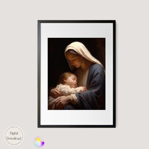 A Mother's Embrace: Mother Mary and Baby Jesus Printable Art 1 Instant ...