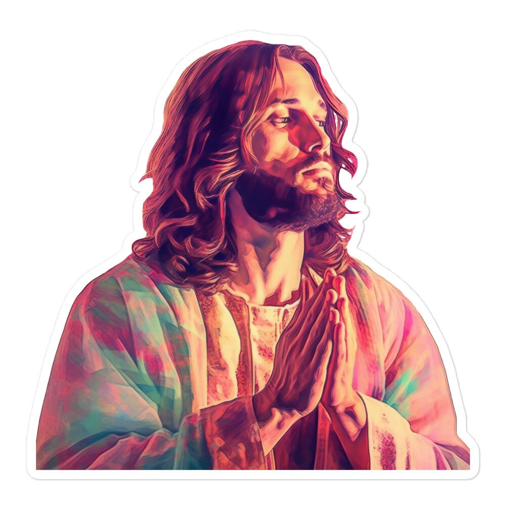 Praying Jesus Sticker Jesus Christ Decal Kiss-cut & Bubble-free ...