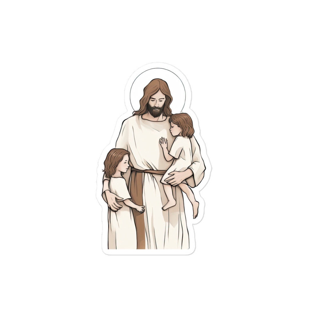 Jesus Christ Decal Jesus Illustration Sticker Kiss-cut & Bubble-free ...