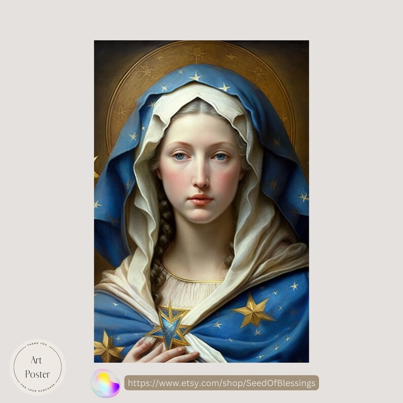 Lady of Grace: Mother Mary Portrait Art Poster - Etsy