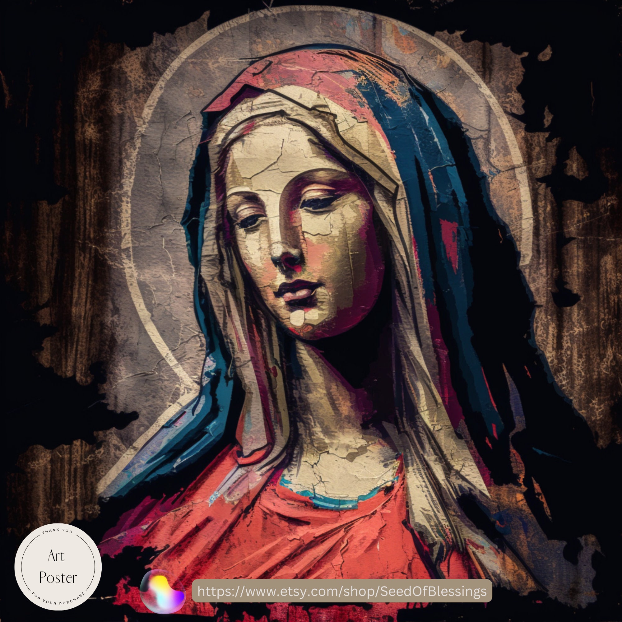 Lady of Grace: Mother Mary Portrait Art Poster - Etsy