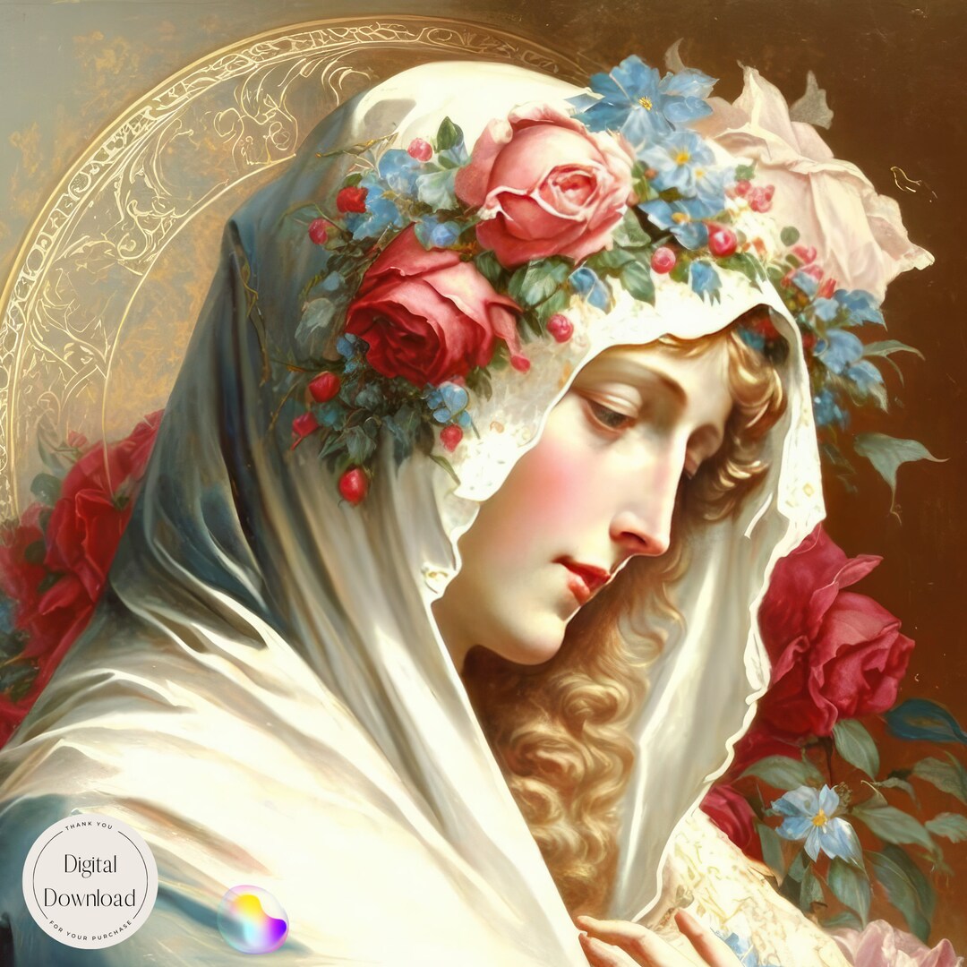 Marian Symbolism Inspirational Art | Mother Mary Religious Printable ...