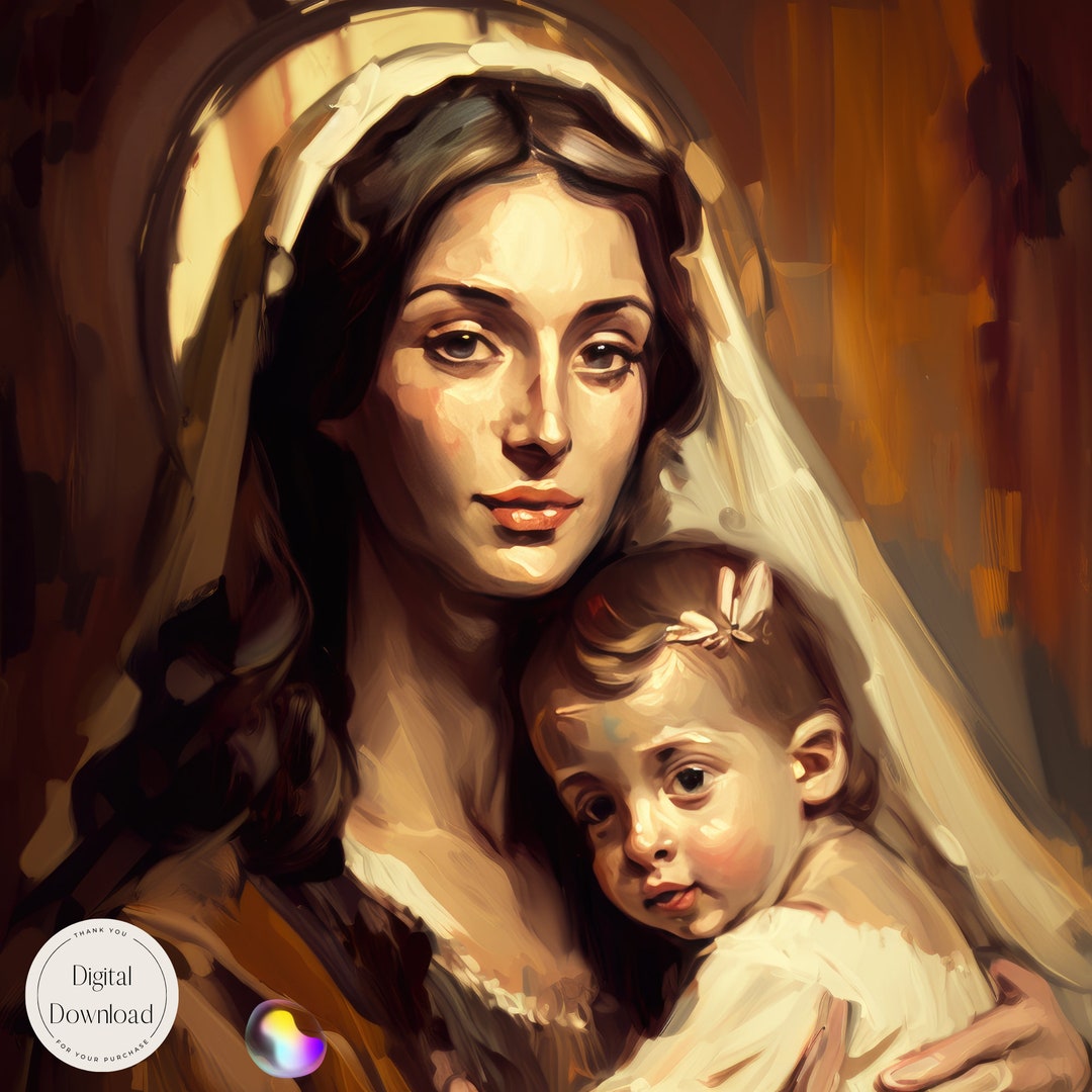 Elegant Mother Mary Art Downloads | Mother Mary Religious Printable Art ...