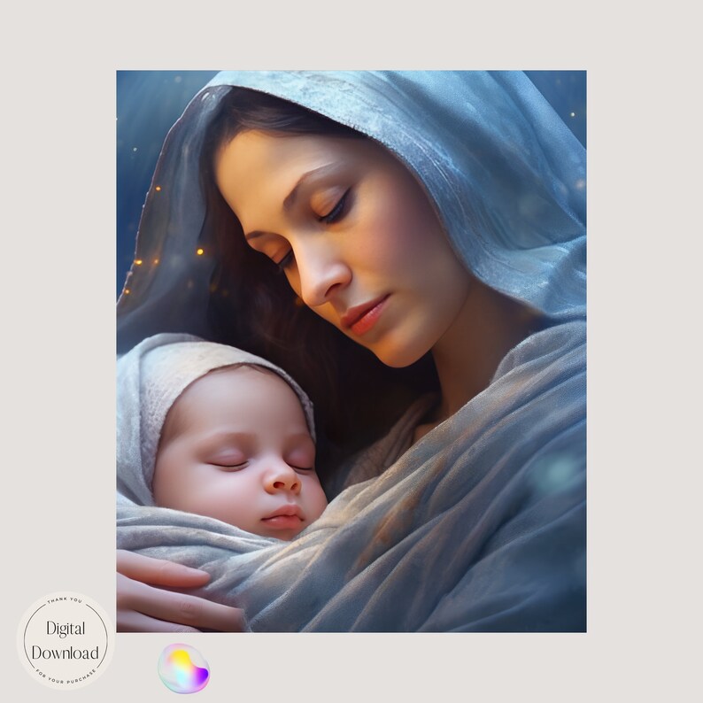 Mother Mary and Baby Jesus Printable Art 43 Instant Download Art ...
