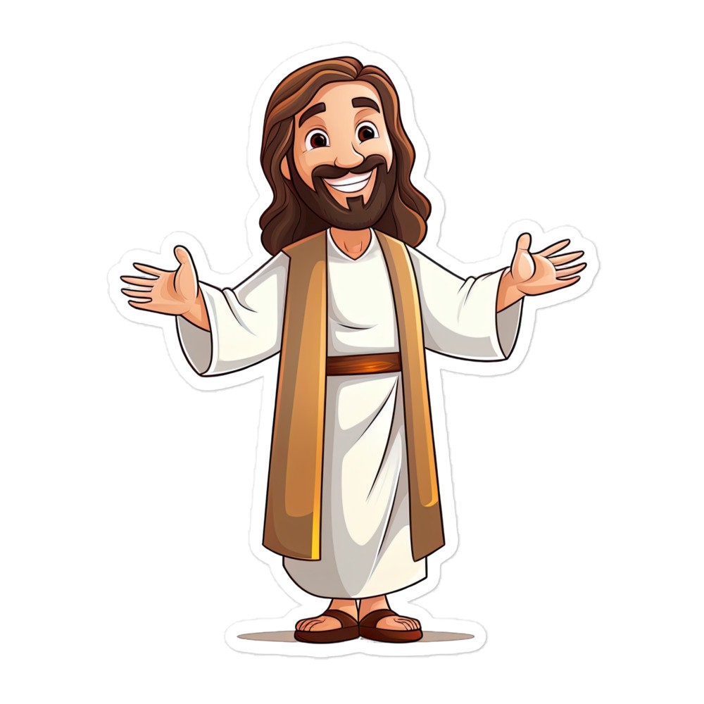 Cute Jesus, Chibi Jesus, Cartoon Jesus Sticker | Kiss-cut & Bubble-free ...