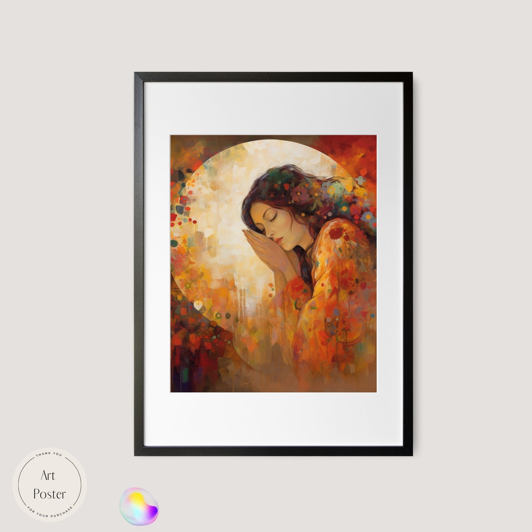 Spiritual Illumination Art Print: A Stunning Image of a Woman's Prayer ...