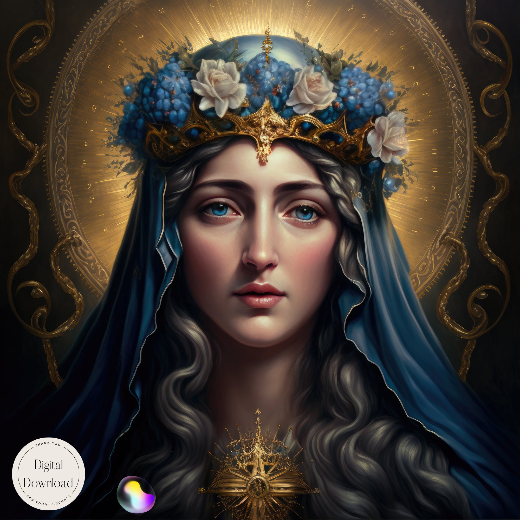 Miracle of Mary Graceful Poster Decor | Mother Mary Religious Printable ...