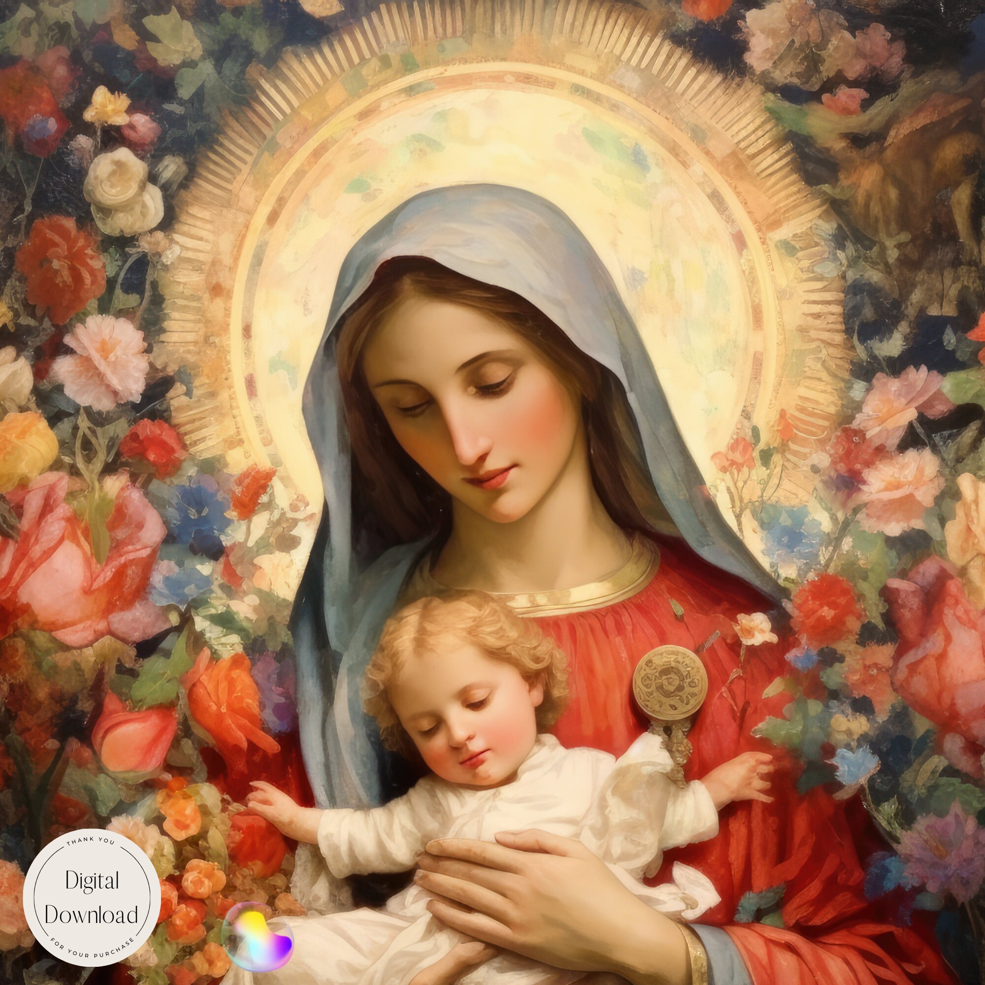 Mother Mary And Baby Jesus Printable Art 9 Instant Download Etsy