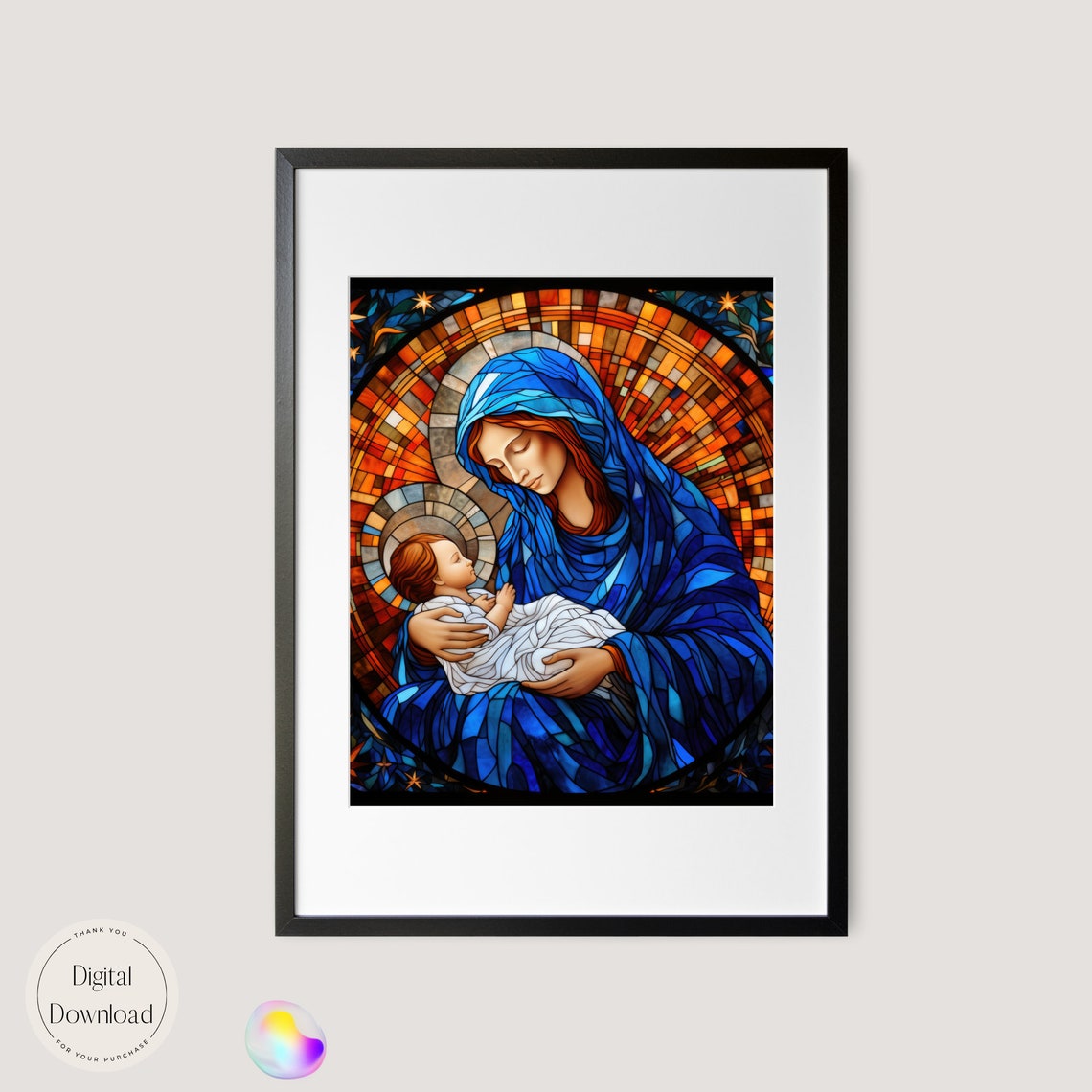 Mother Mary and Baby Jesus Printable Art 83 Instant Download Elegant ...