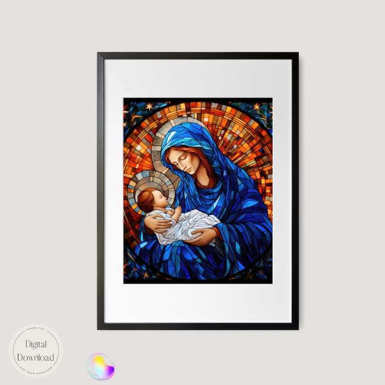 Mother Mary and Baby Jesus Printable Art 83 | Instant Download ...