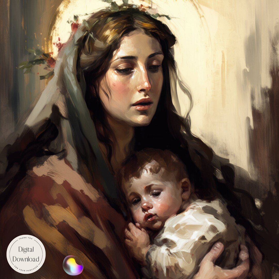 Sacred Mary Vintage Art Downloads | Mother Mary Religious Printable Art ...