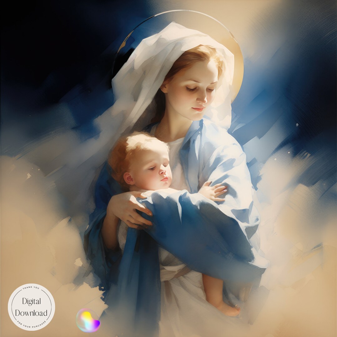Mother Mary and Baby Jesus Printable Art 32 | Instant Download | Pastor ...