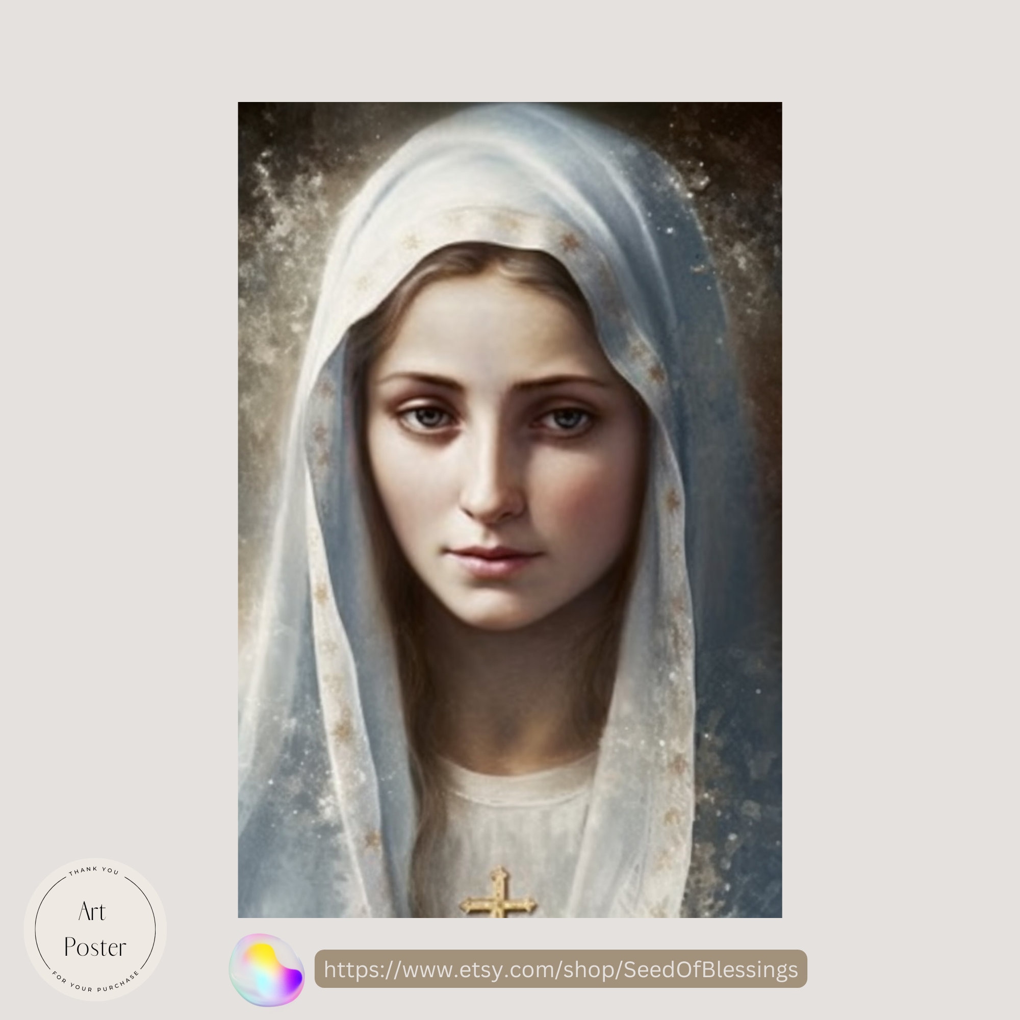 Our Lady of Fatima Portrait Religious Wall Art Catholic Decor Virgin ...