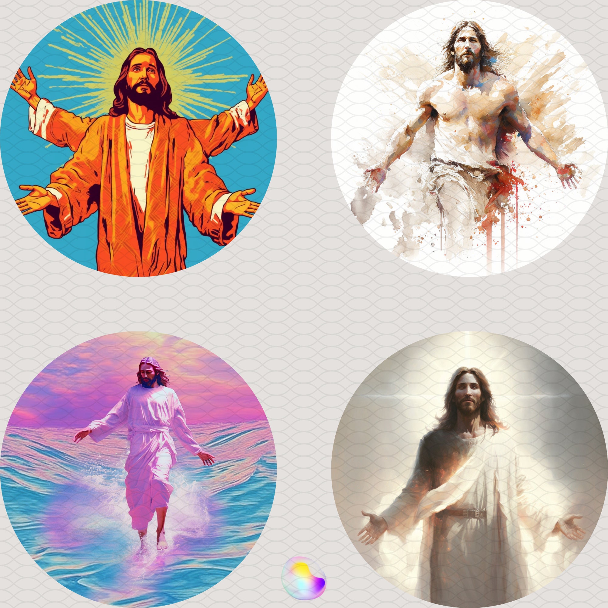 Praising Jesus Jesus Christ Sticker Sheet Circle Stickers 53 Enhance ...