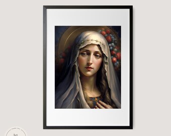 Mary Queen Of Heaven Custom Digital Oil Painting Digital Etsy