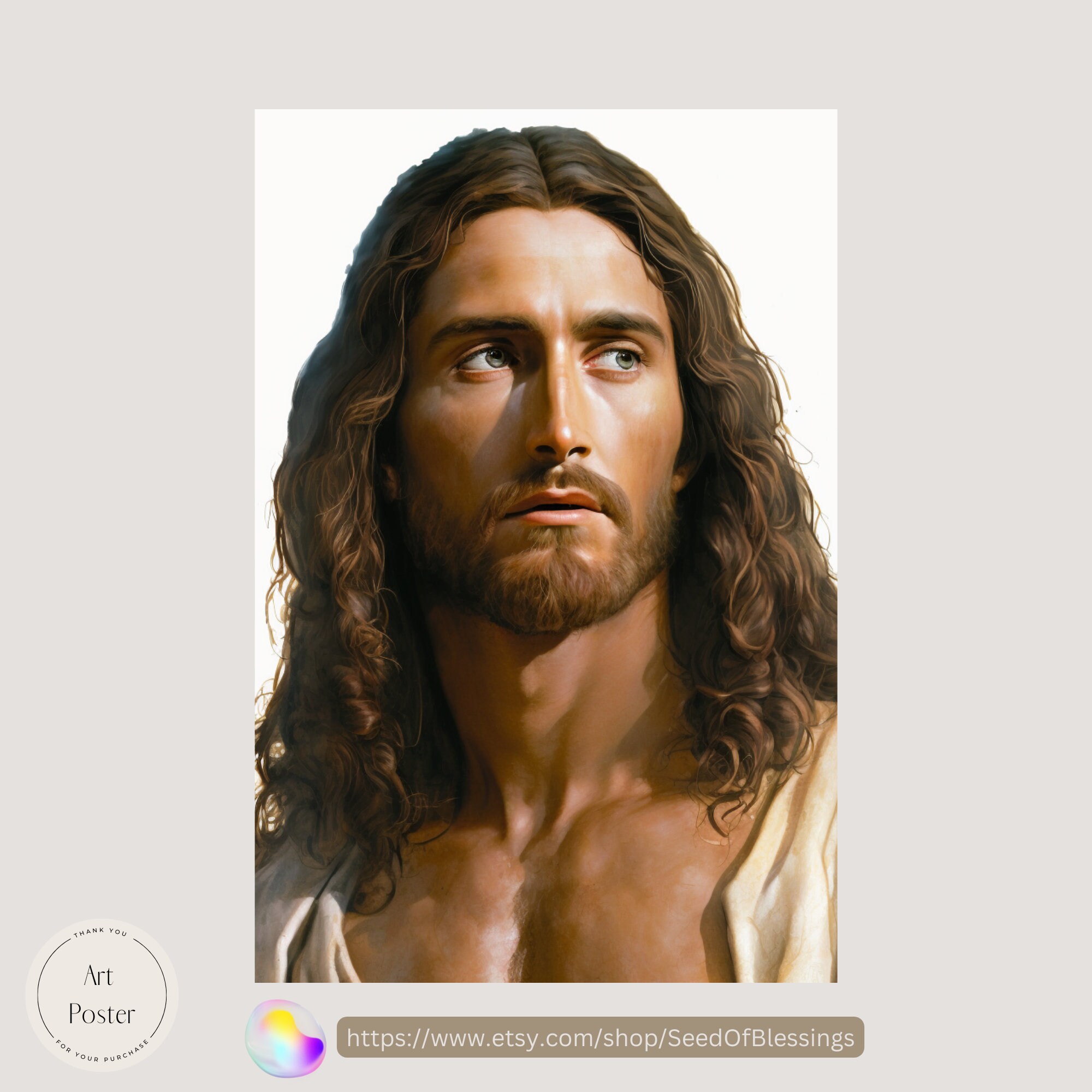 Jesus Christ Portrait Illustration Poster Spiritual Art Bible Art ...