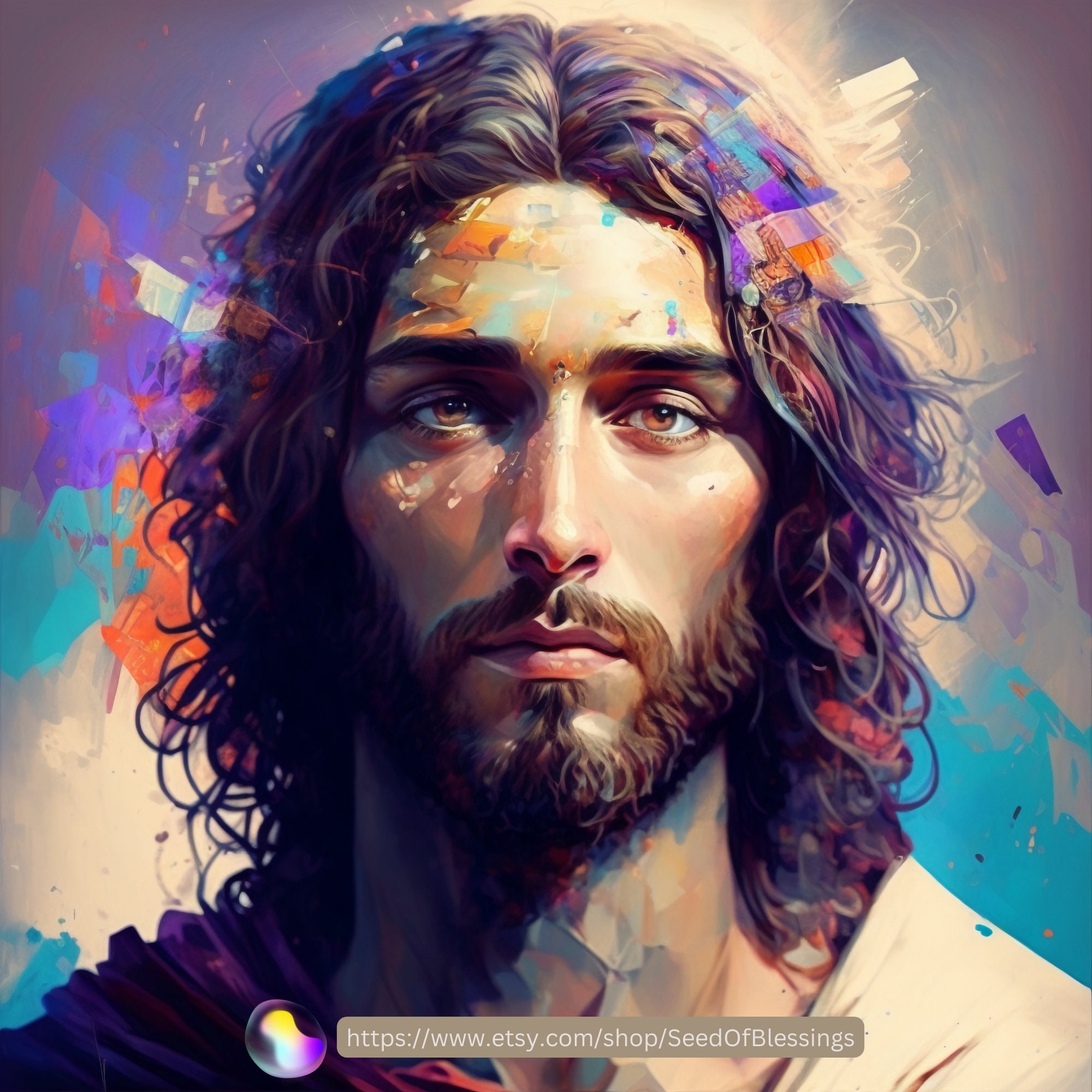 Jesus Christ Portrait Illustration Poster Anime Jesus Spiritual Art ...