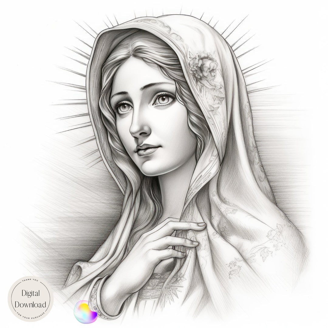 Spiritual Mary Portrait Printables | Mother Mary Religious Printable ...