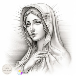 Spiritual Mary Portrait Printables | Mother Mary Religious Printable ...