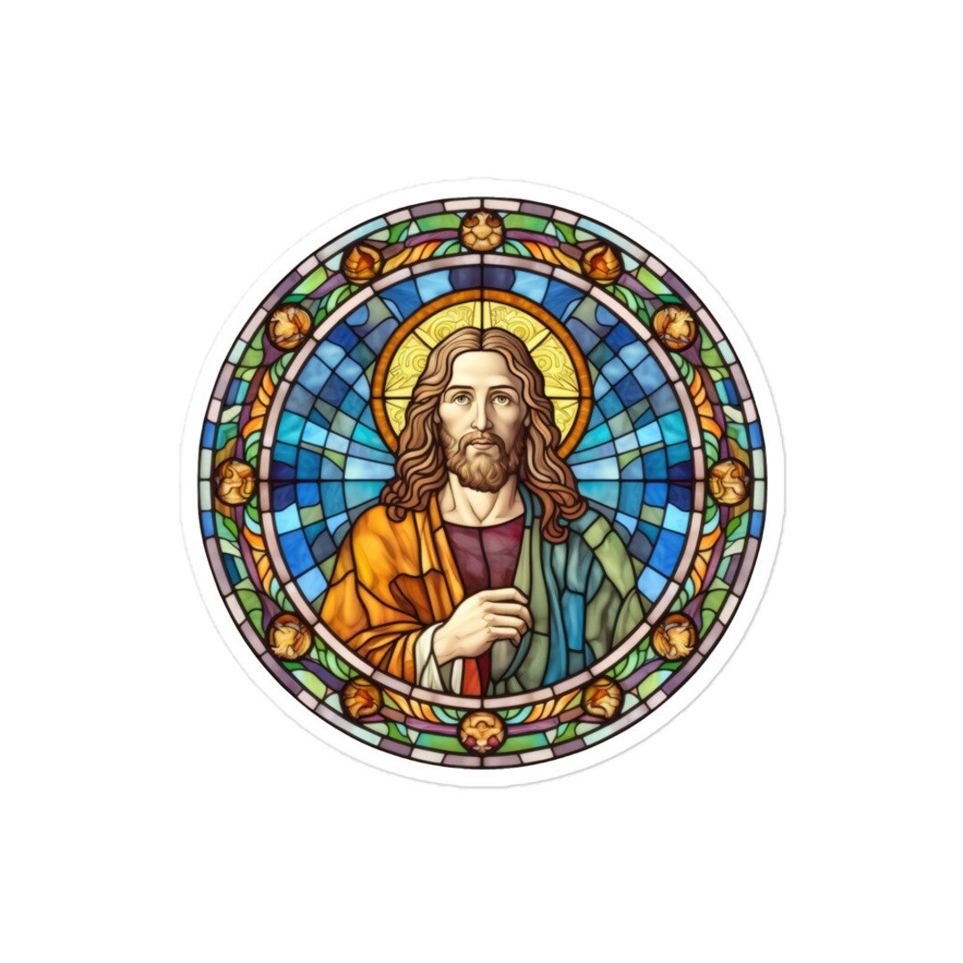 Stained Glass Jesus Christ Sticker Kiss-cut & Bubble-free Premium ...