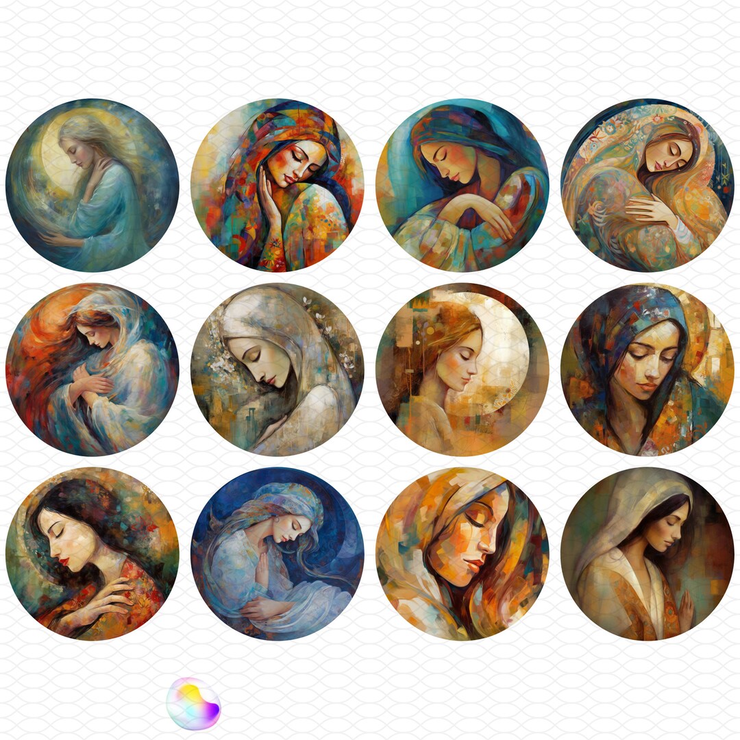 12x Woman Praying Sticker Sheet - Circle Stickers 14 | Inspiring ...