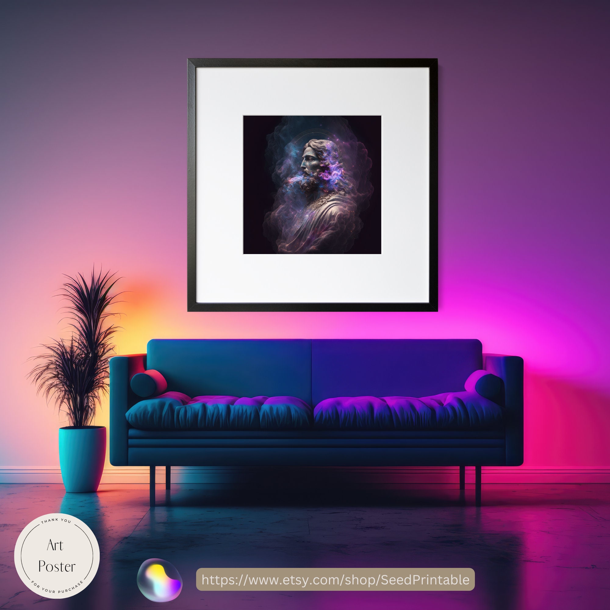 Jesus Christ Portrait Illustration Poster Galaxy Jesus Space Jesus ...