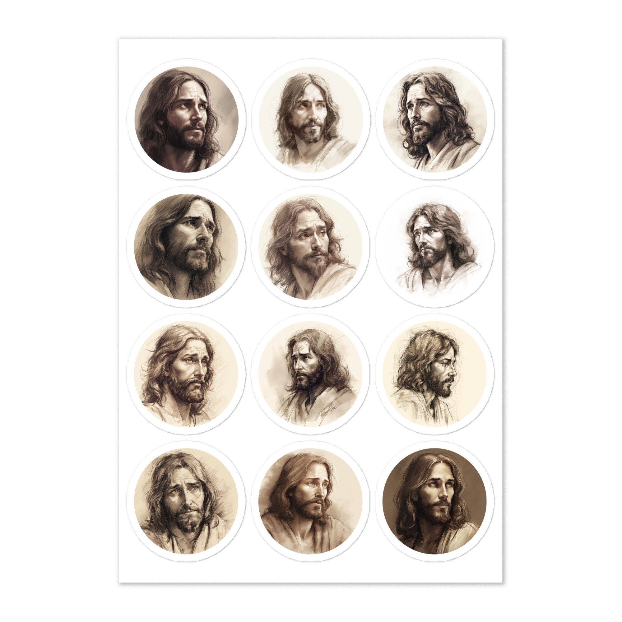 12x Jesus Christ Sticker Sheet Circle Stickers 10 Jesus Decals Prayer ...