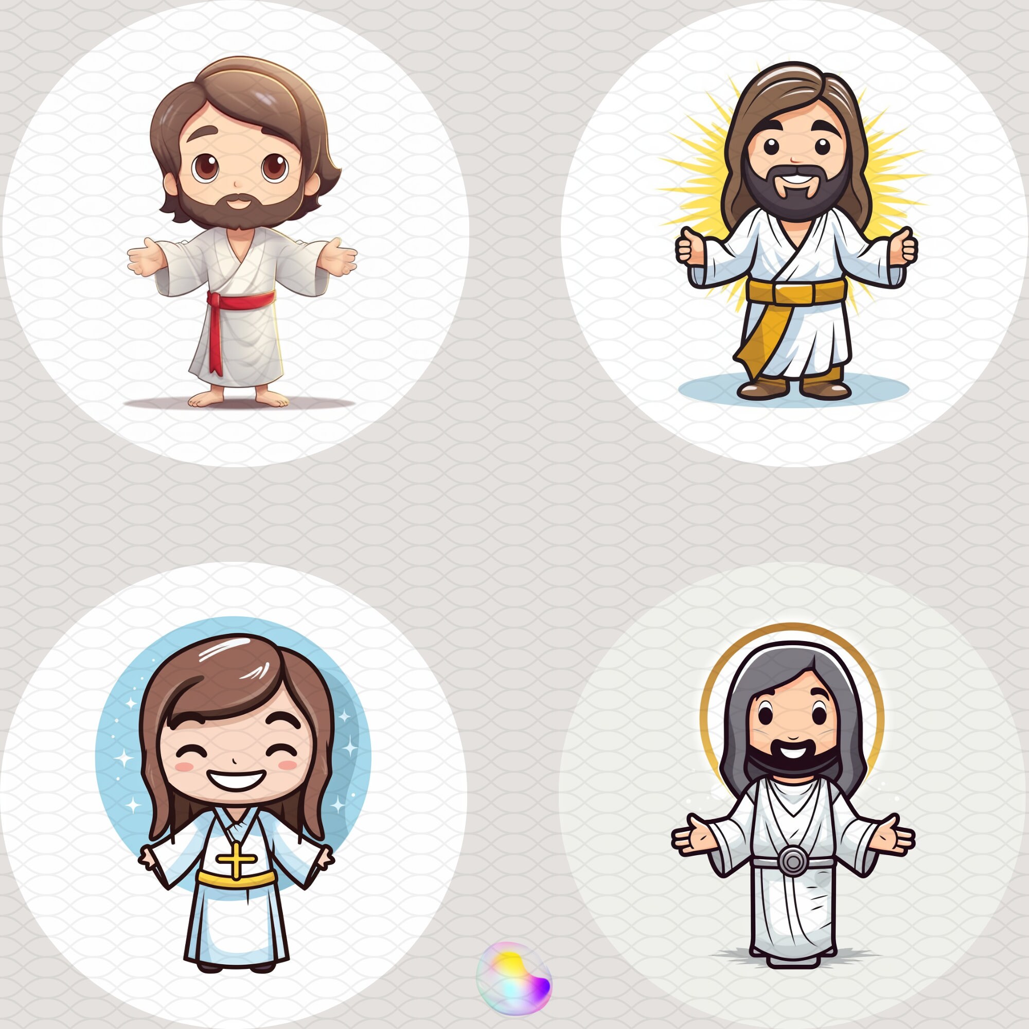 12x Cute Chibi Jesus Christ Sticker Sheet Circle Stickers 55 Jesus ...