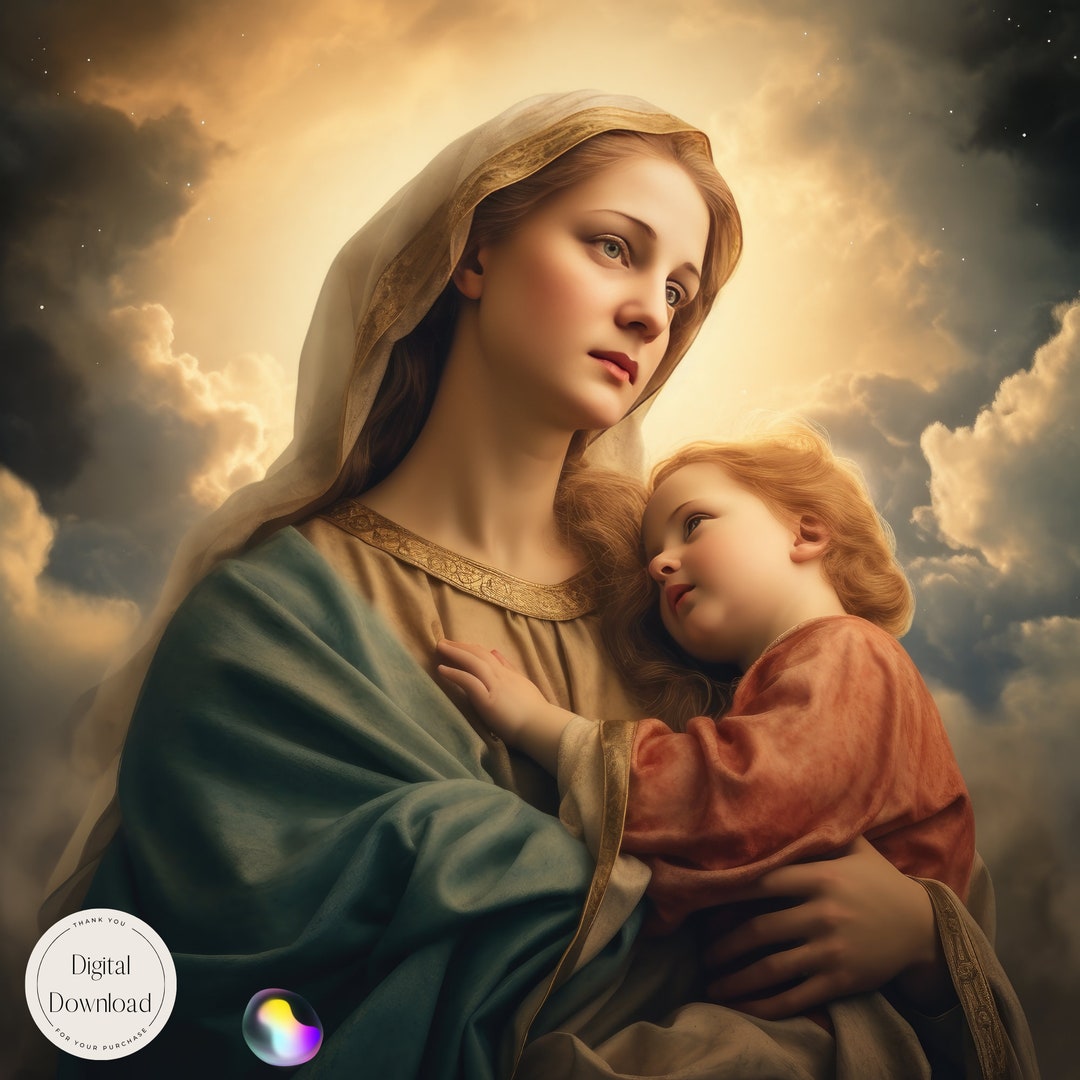 Mother Mary and Baby Jesus Printable Art 36 | Instant Download | First ...