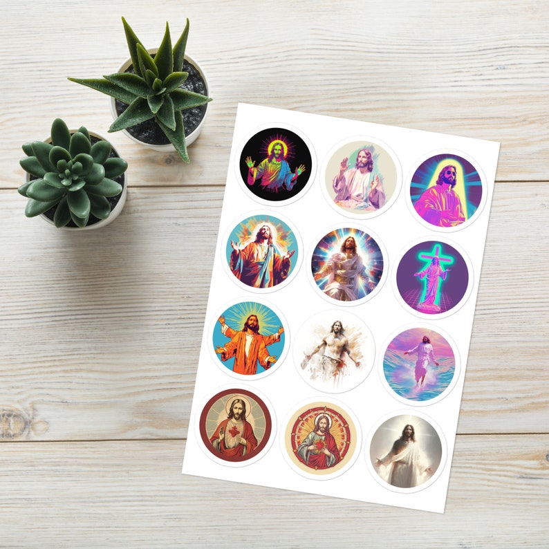 Praising Jesus Jesus Christ Sticker Sheet Circle Stickers 53 Enhance ...