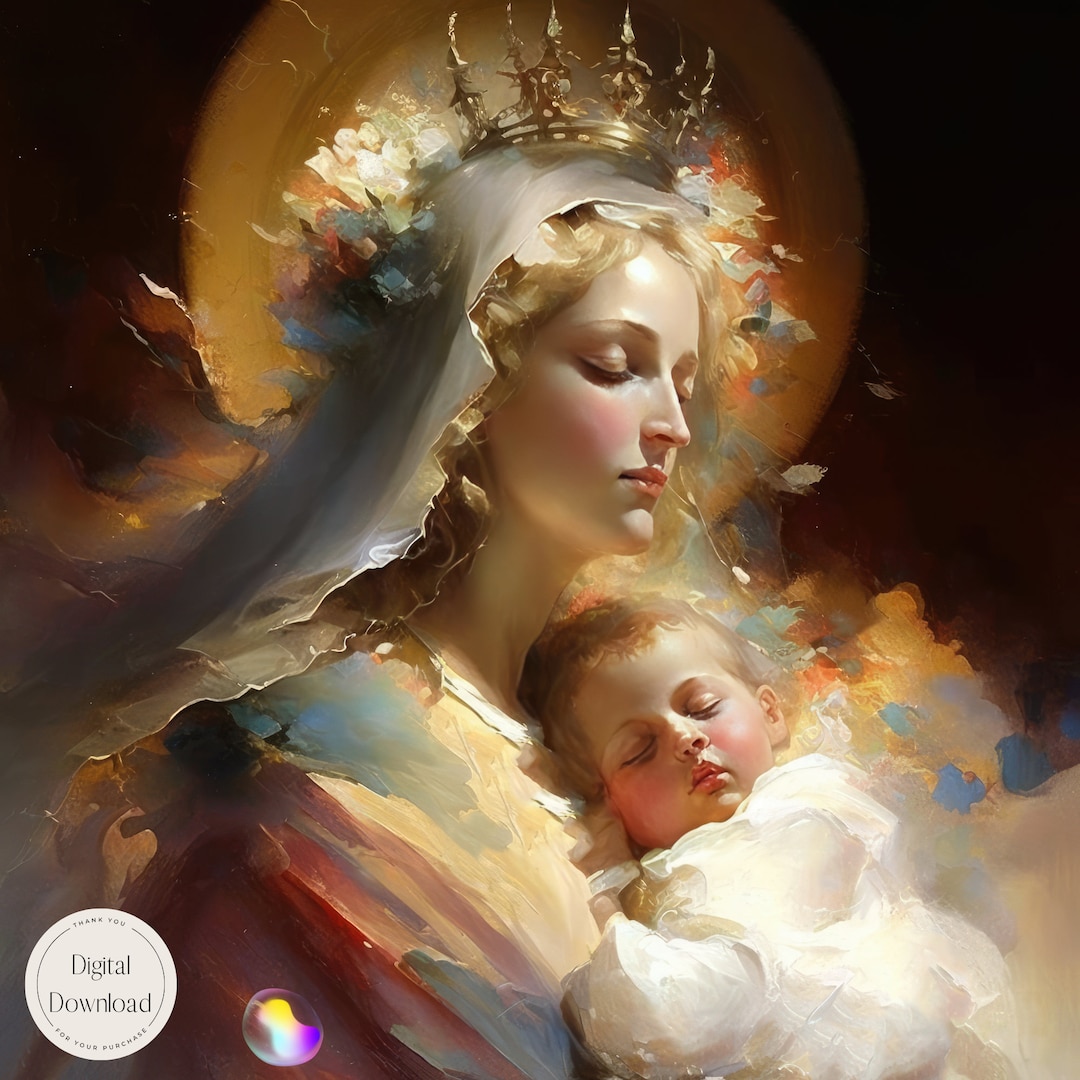 Marian Symbolism Inspirational Art | Mother Mary Religious Printable ...
