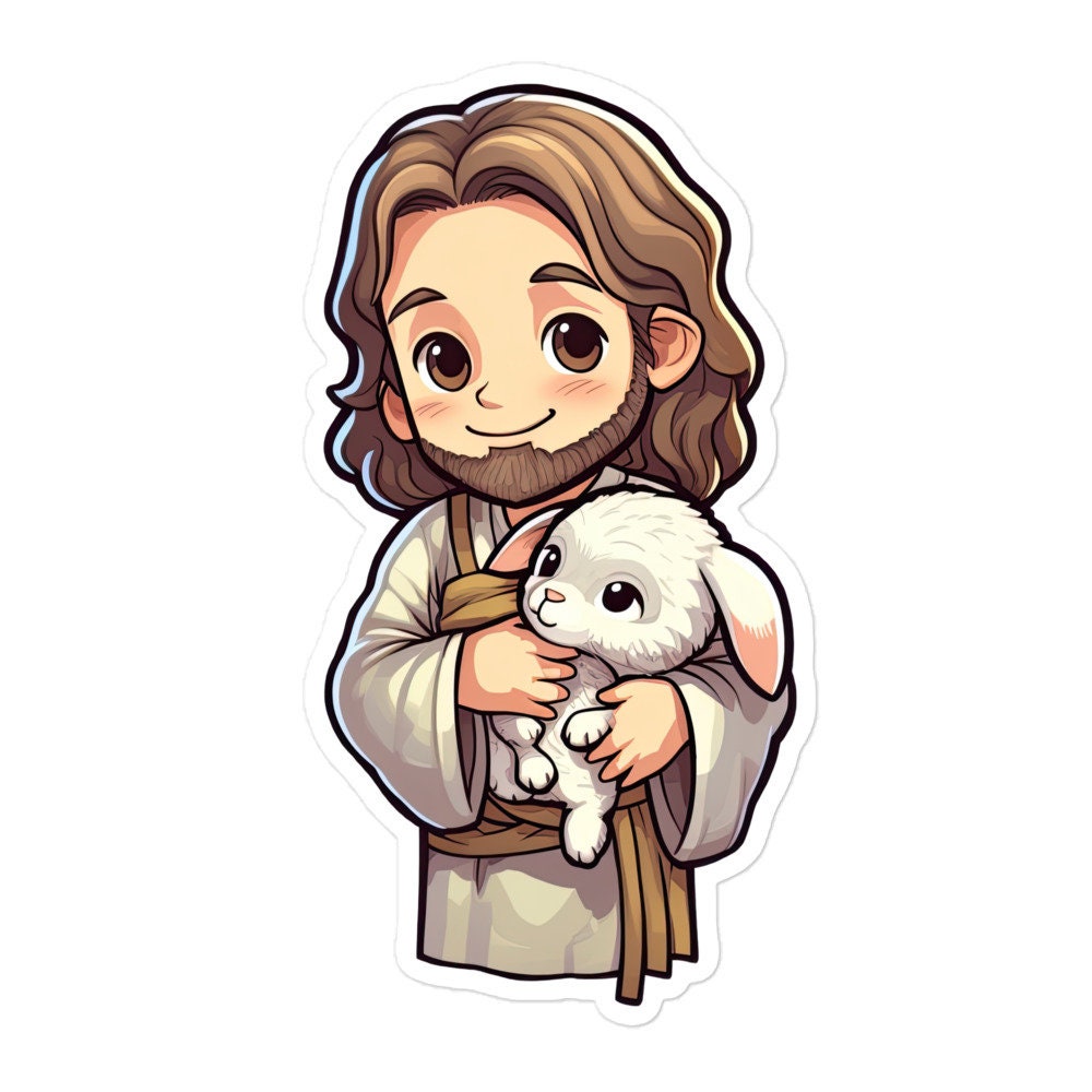 Cute Jesus, Chibi Jesus, Cartoon Jesus Sticker Kiss-cut & Bubble-free ...