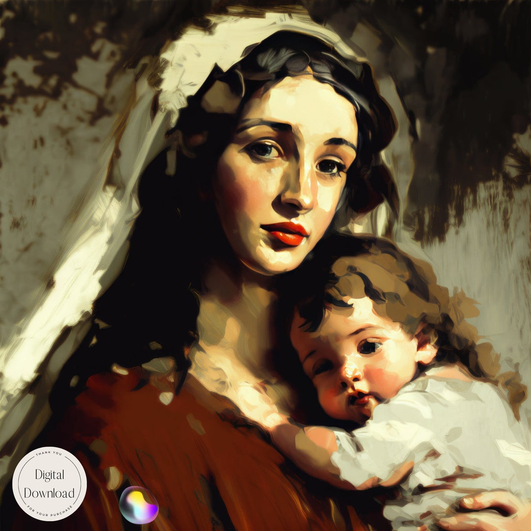 Christian Motherhood Art for Printing Mother Mary Religious Printable ...