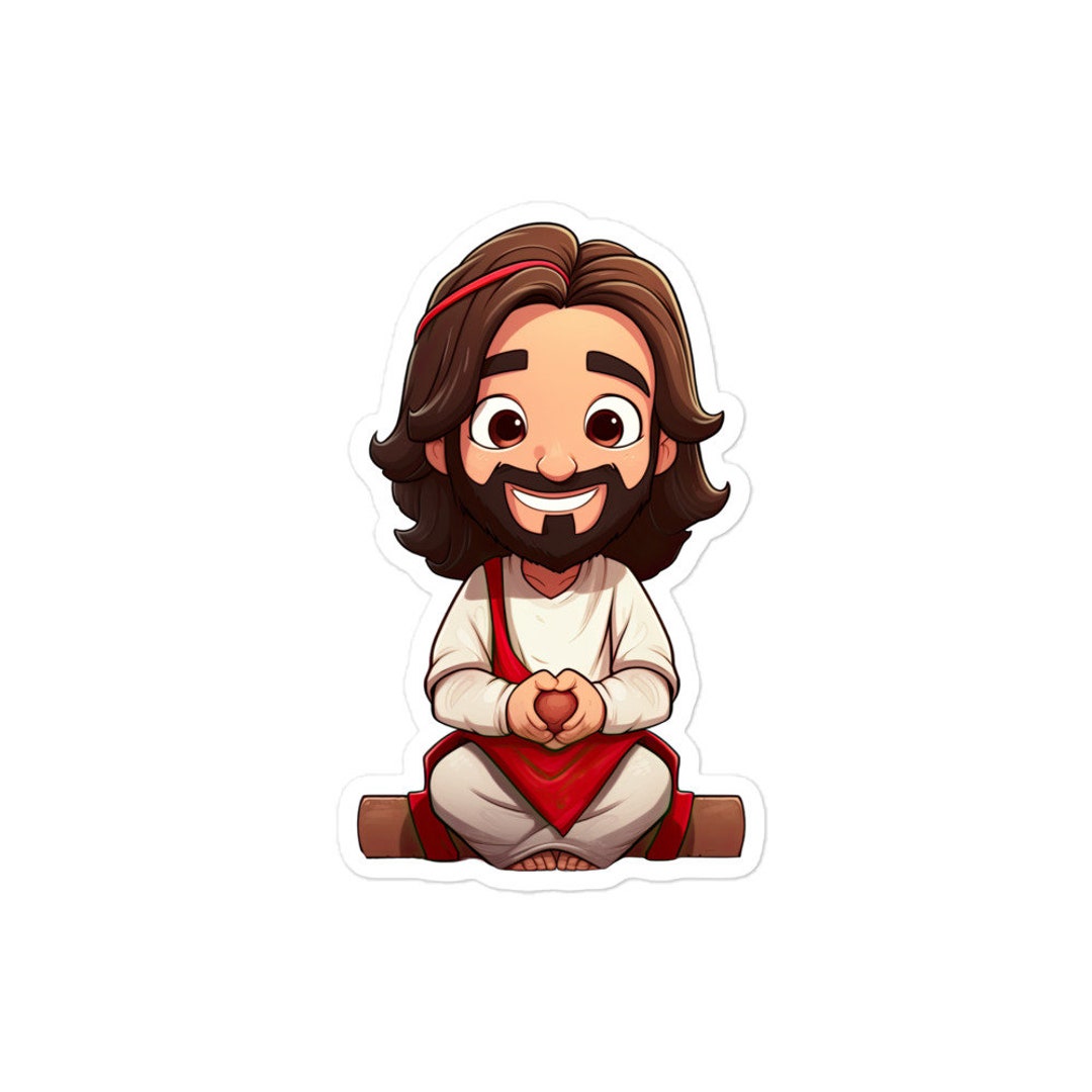 Cute Jesus, Chibi Jesus, Cartoon Jesus Sticker Kiss-cut & Bubble-free ...