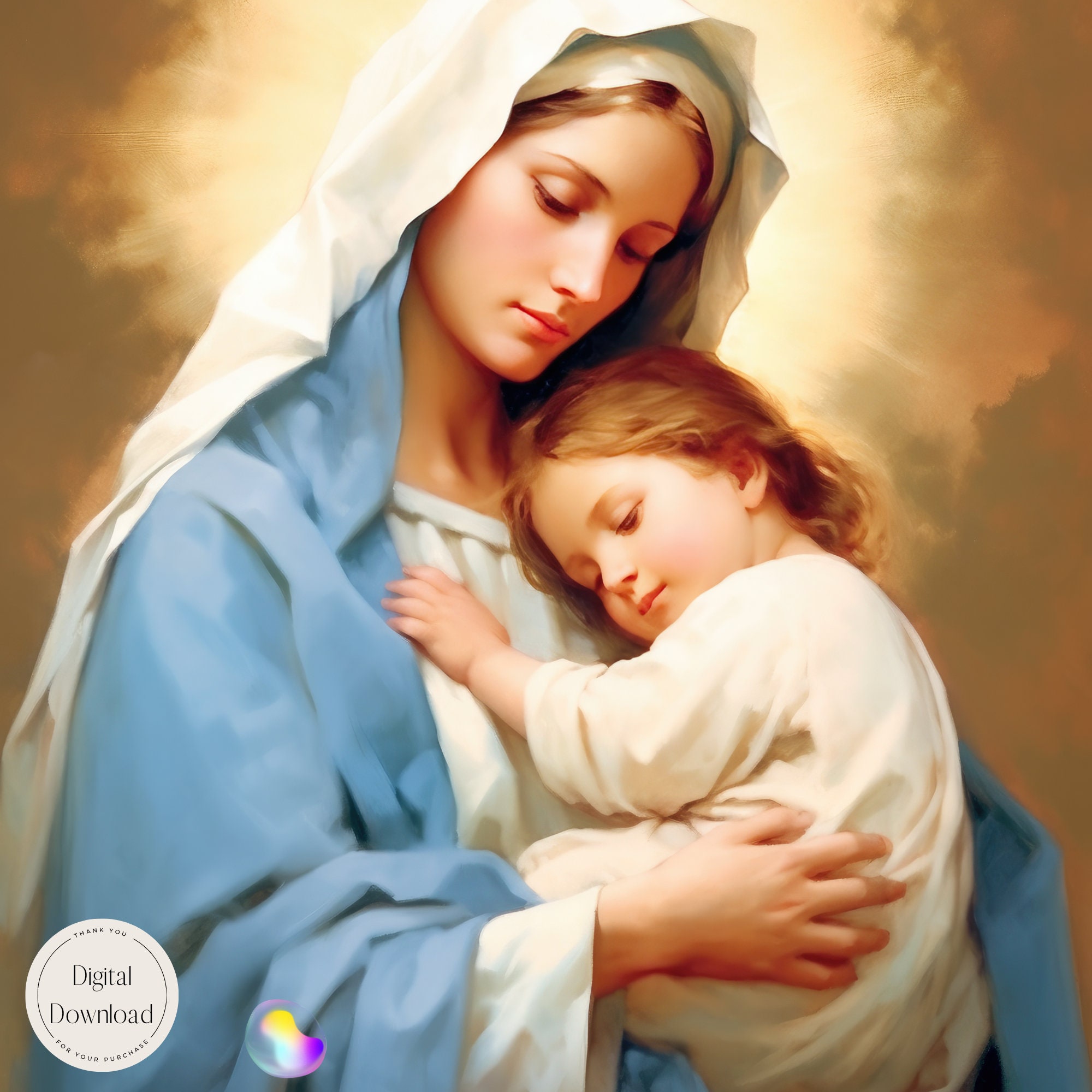 Mother Mary and Baby Jesus Printable Art 50 Instant Download - Etsy