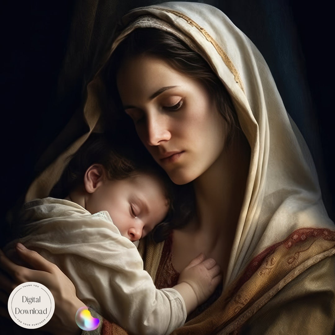 Mother Mary and Baby Jesus Printable Art 78 | Instant Download | Art ...