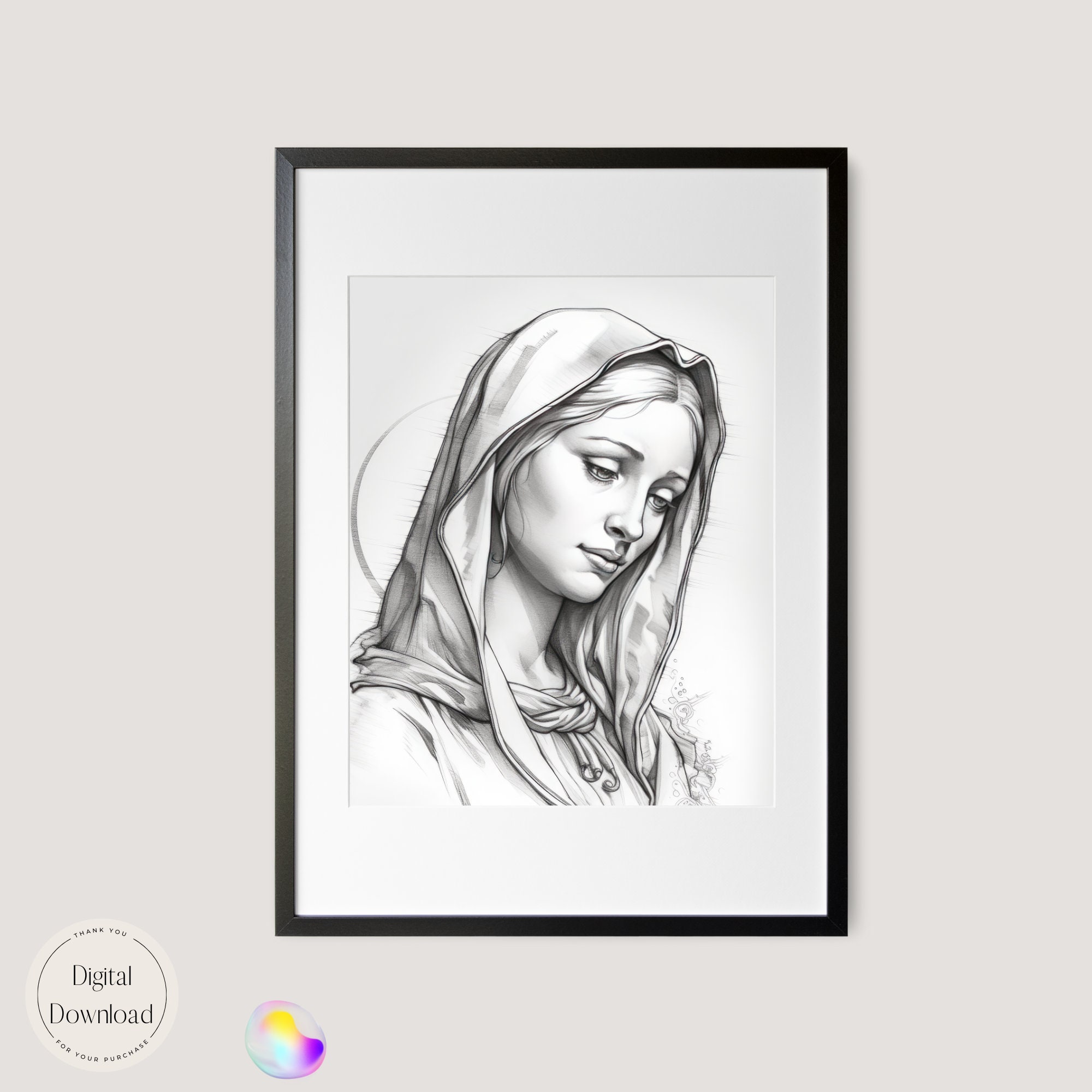 Spiritual Mary Portrait Printables | Mother Mary Religious Printable ...