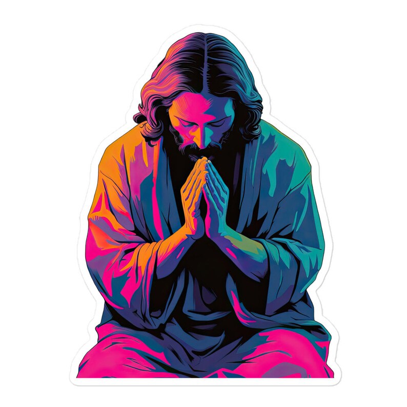 Praying Jesus Sticker | Jesus Christ Decal | Kiss-cut & Bubble-free ...