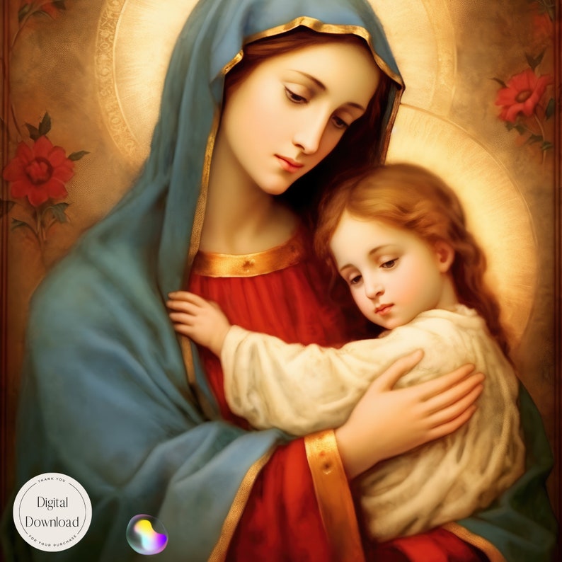 Mother Mary and Baby Jesus Printable Art 48 Instant Download Secret ...