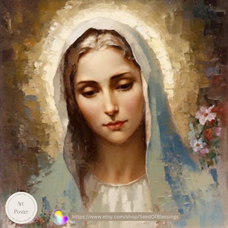 Mary Queen of Heaven Portrait Religious Art Christian - Etsy
