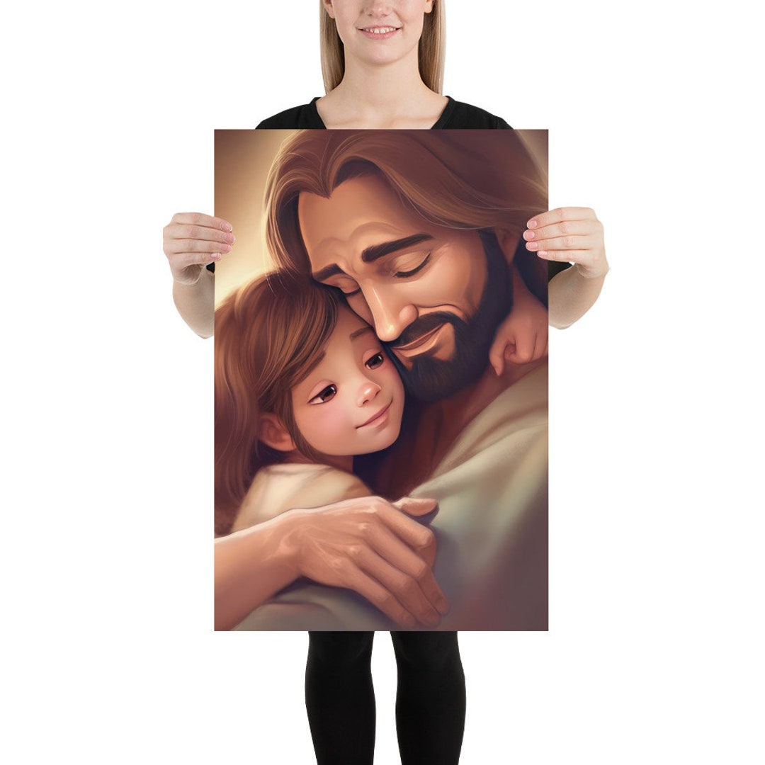 Tender Embrace of Jesus Christ, Religious Art Print, Jesus Holding ...
