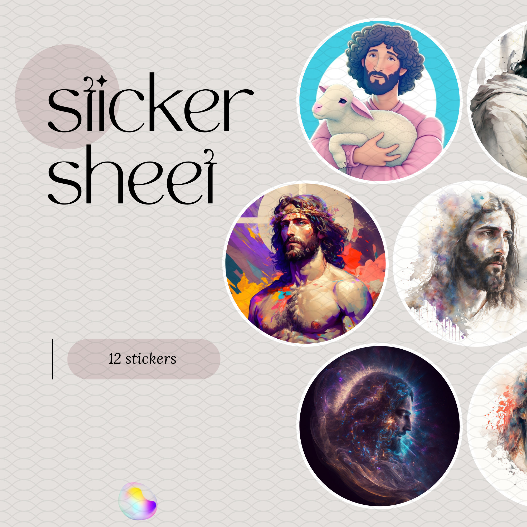 Jesus Christ Sticker Sheet Circle Stickers 12 Jesus Decals Ideal for ...