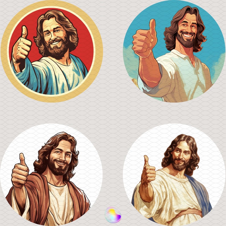 Jesus Giving You A Thumb up | Jesus Christ Sticker Sheet - Circle ...