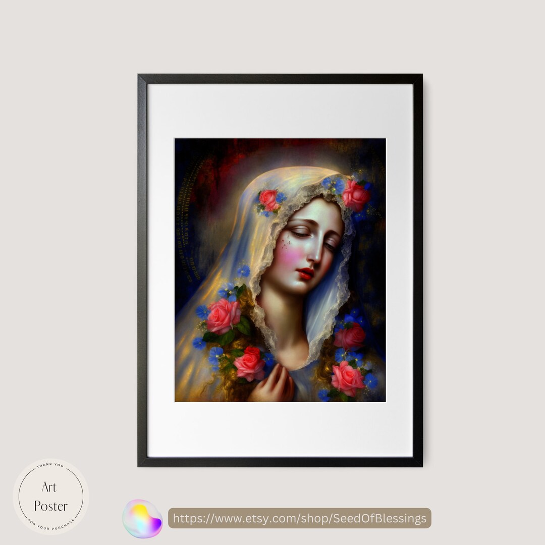 Mary, Queen of Heaven Portrait - Religious Art - Christian Wall Decor ...