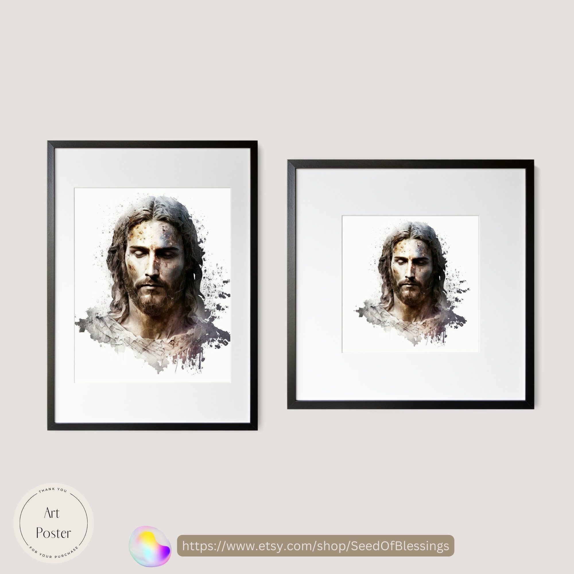 Jesus Christ Portrait Illustration Poster Spiritual Art Bible Art ...