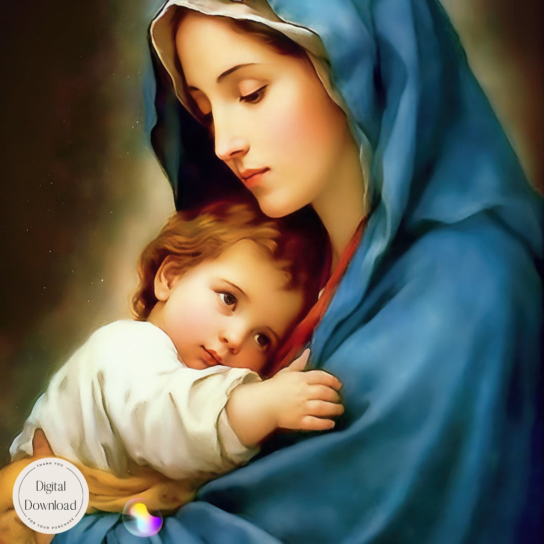 Mother Mary and Baby Jesus Printable Art 76 | Instant Download ...