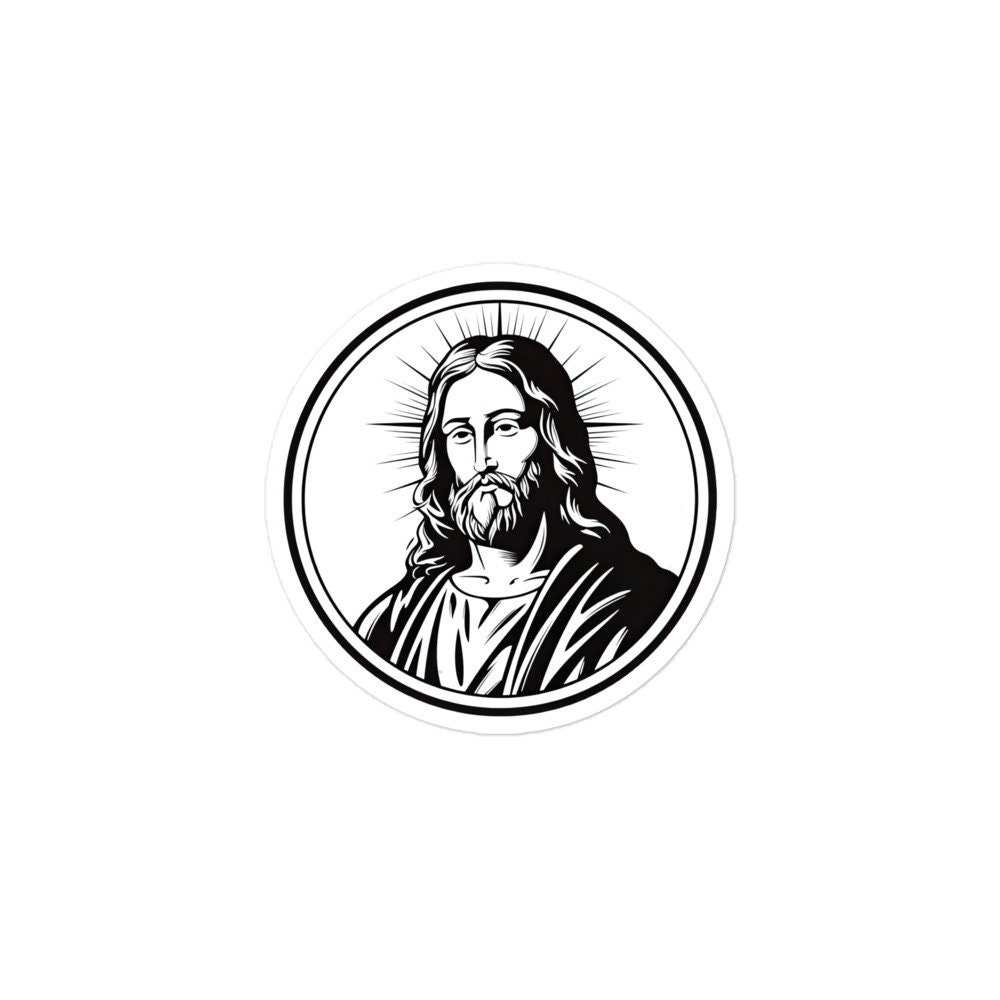 Black and White Jesus Christ Sticker | Kiss-cut & Bubble-free Premium ...